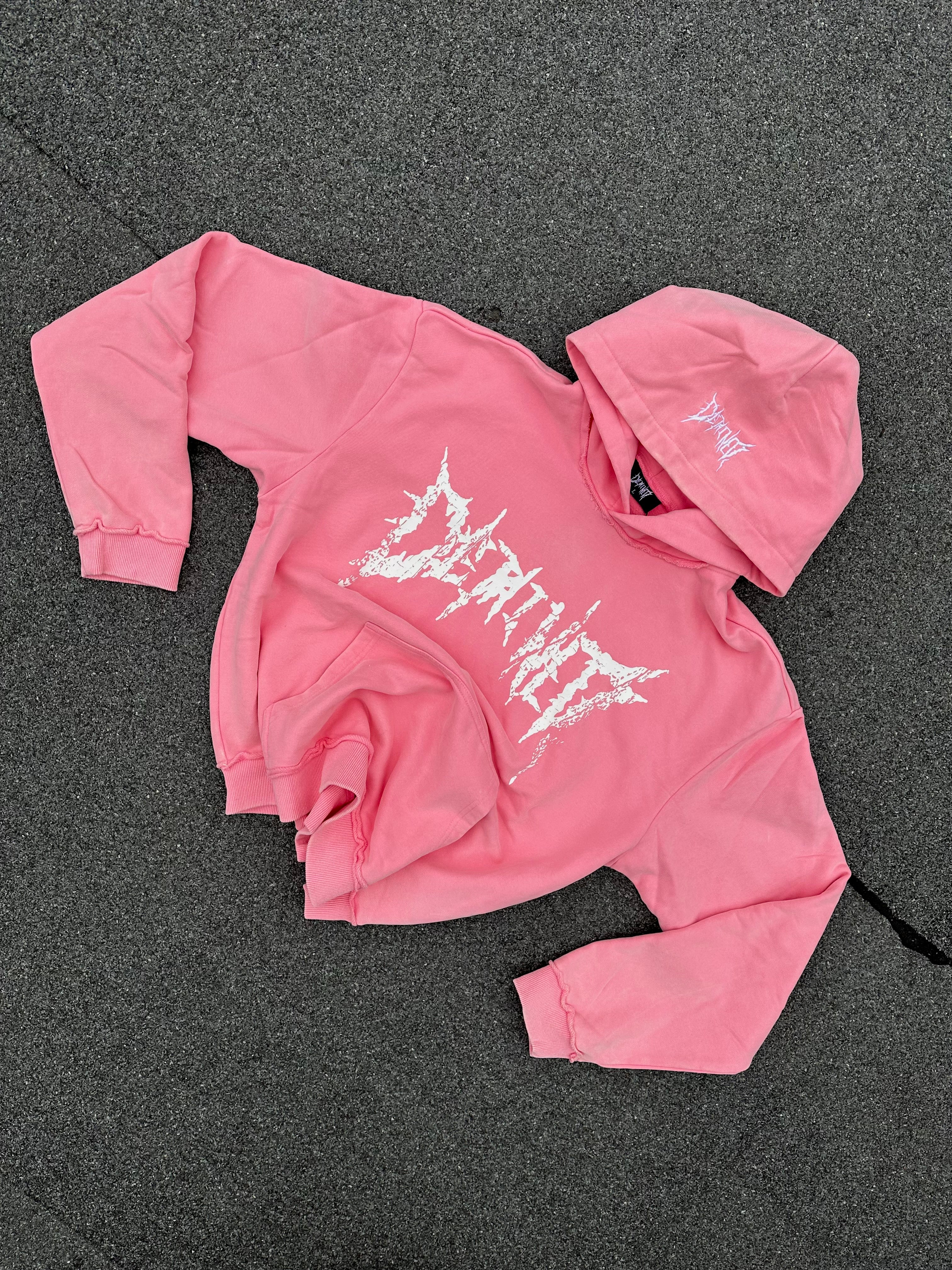 PINK CRACKED LOGO HOODIE – DETAINED